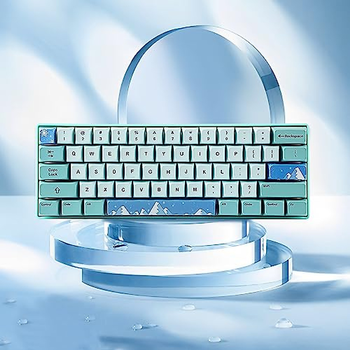 BOYI 61 Mini RGB Wired 60% Hot-Swappable Mechanical Gaming Keyboard,PBT Sublimation Keycaps NKRO Programmable Type-C Keyboard for Gaming and Working(BOYI Iceberg Snow Theme,Cherry MX Brown Switch)