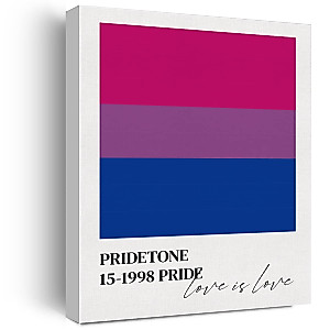 Bisexual Pride Canvas Wall Art Poster Print Gift, Colorful Pride Love is Love Painting Picture Ready to Hang Home Bedroom Decor (11.5" x 15")