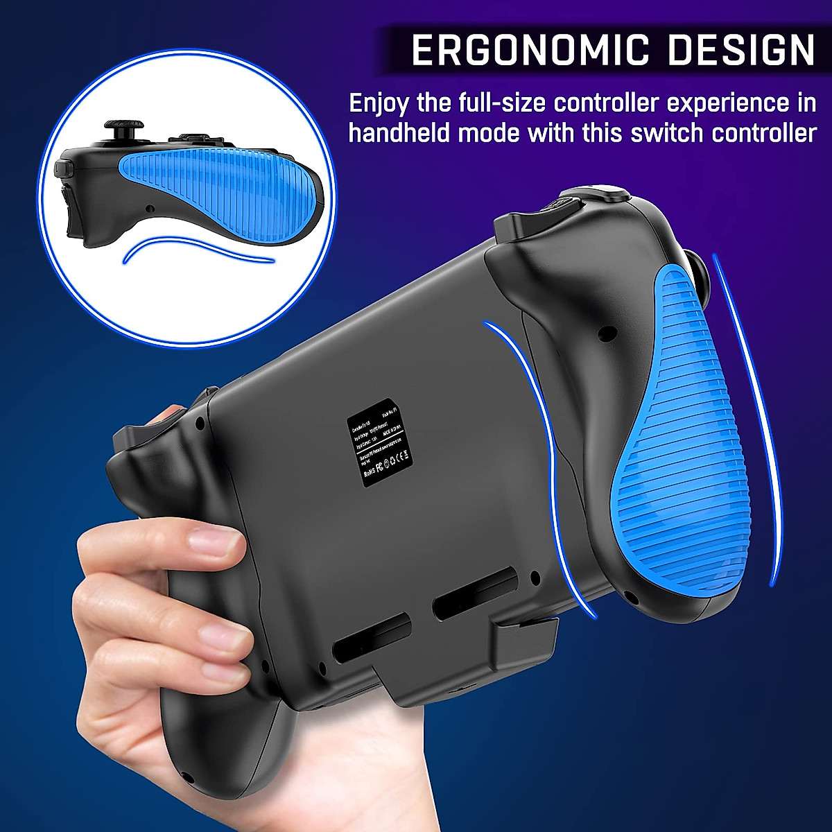 Switch Controllers, Gammeefy Switch Controller One Piece Joy Pad Replacement for Switch Pro Controller, Switch Controllers Remote Suitable for Big Hand Players with Adjustable TURBO Function