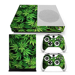 UUShop Protective Vinyl Skin Sticker for Microsoft Xbox One S Slim Green Weeds Leaf