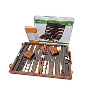 CHH 18" Brown and White Backgammon Set