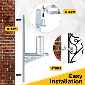 Hicarer 4 Pcs Chain Link Post Gate Hinge 3"[2 7/8" OD] x 5/8" Galvanized Steel Chain Link Fence Gate Post Hinge with Bolt and Nuts Parts Heavy Duty Fence Hardware for Outside