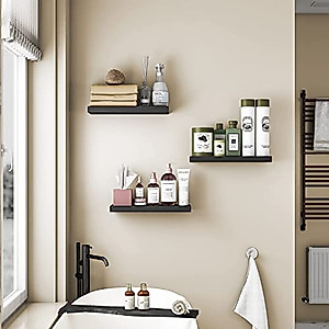 Bundled Black Floating Shelves of GREENDEW Wood Shelves Invisible Mounted (Set of 2) and Corner Wall Shelf 5-Tier for Living Room, Bedroom, Bathroom, Kitchen, Office Storage