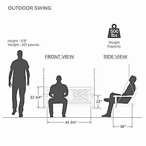 Cambridge Casual Maine Teak Wood Porch Swing, Natural Teak