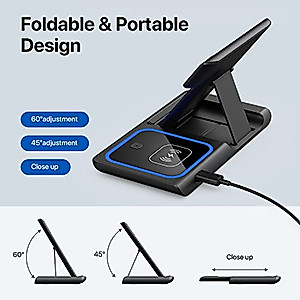 YOXINTA Wireless Charger, 3 in 1 Wireless Charging Station, Fast Wireless Charger Stand for iPhone 14/13/12/11/Pro/Max/XS/XR/X/8/Plus, iWatch 7/6/5/4/3/2/SE, AirPods 3/2/Pro(Black+White)