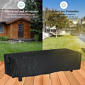 Kingling Outdoor Bench Cover Rectangle, Wood Bench Cover Waterproof Patio Bench Covers for Outdoor Furniture Long Chair Cover, 63" W x 15" D x 18" H