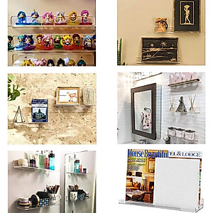 Cerpourt Acrylic Floating Wall Ledge Shelf, Clear Bathroom Storage Shelves Display,Acrylic 15" Invisible Bookshelf (2pack)