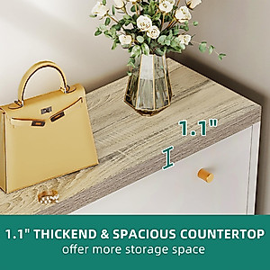 YITAHOME Shoe Cabinet with 3 Flip Drawers, Modern Shoe Storage Cabinet with Shoe Bench for Entryway, Freestanding Hidden Shoe Rack Storage Organizer with Gold Metal Handle, Living Room, White