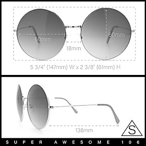 Classic Oversize Joplin Style Hippie Round Circle Lens Sunglasses Gold Smoke