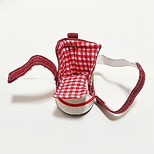 PETFAVORITES Pet Dog Puppy Running Shoes Outdoor Boots Nonslip Booties Canvas Sneaker for Small to Large Dogs Teacup Chihuahua Yorkie with Straps and Glow in The Dark, Pack of 4. (Red, Size 1)