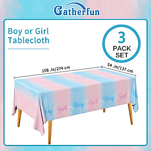 Gatherfun Gender Reveal Party Supplies Disposable Tablecloth Plastic Waterproof Table Cover for Boy or Girl Gender Reveal Party Baby Shower Birthday Party Decorations, 3 Pack 54X108inch