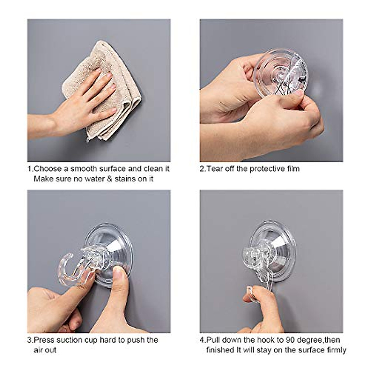 Starkitchen Suction Cup Hooks, 2Pack Punch-Avoided Suction Cup Hooks for Shower, Bathroom, Kitchen, Glass Door, Mirror,Waterproof Moisture-Proof & Powerful(2Pack)