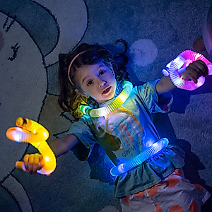 nutty toys Light Up Pop Tubes Sensory Toys - Glow Sticks for Kids, Fine Motor Skills Toddler Toy, Top ADHD & Autism Fidget 2024 Best Preschool Gifts Idea, Unique Boy & Girl Easter Basket Stuffers