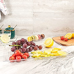 SUT 12 Pack Clear Plastic Serving Trays, 15’’×10’’ Rectangle Serving Platters Disposable Food Trays for Weddings and Parties