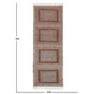 Casavani Hand Block Printed Cotton Dhurrie Bordered Brown & Beige Area Rug Doormat Floor Rug Indoor Area Rugs for Bedroom Living Room Laundry Room 10x18 Feet
