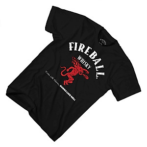 Fireball Mens Cinnamon Whisky Shirt Cinnamon Whisky Logo Shirt Graphic Shirt (Black, Medium)