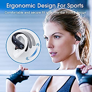 OKEEFE Bluetooth Headphones 48Hrs Playback Wireless Earbuds with Wireless Charging Case and Earhooks Over Ear Waterproof Earphones with Mic for Sports Running Workout iOS Android TV Phone Laptop Black