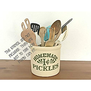 Handmade with Love by Fatima. Utensils holder in Monica’s kitchen. Homemade 1 cent Pickles Jar. Housewarming Gift. Great present for your friends. Totally Handmade.