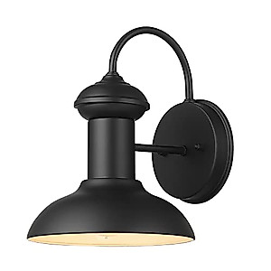 Globe Electric 44862 1-Light Outdoor Indoor Wall Sconce, Matte Black, Outdoor Lighting Modern, Weatherproof, Outdoor, Wall Lighting, Wall Lamp Dimmable, Kitchen Sconces Wall Lighting, Vintage