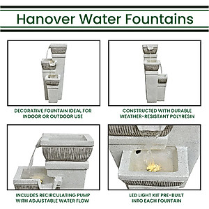 29.5-in. 3-Tier Tri-Column Indoor or Outdoor Garden Fountain with LED Lights for Patio, Deck, Porch