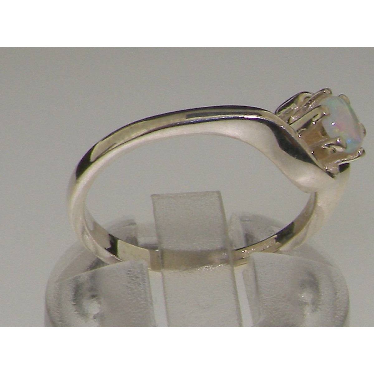 925 Sterling Silver Natural Opal Womens Solitaire Ring - Size 7.5
