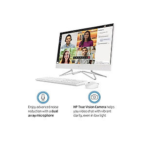 HP 24 All-in-One PC, Intel Core i3-1115G4, 4GB RAM, 256GB SSD, Full HD Micro-Edge Display, 720p Privacy Webcam, Wi-Fi and Bluetooth Combo, Snow White, Windows 11 Home (Renewed)