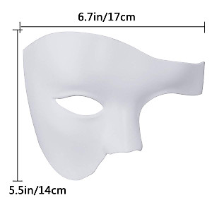 Half Face Men's Phantom Of The Opera Vintage Design Venetian Carnival Masquerade Mask (White)