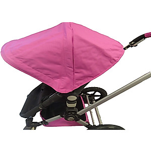 Pink Sun Shade Canopy and Large Under Seat Storage Basket Plus Free Handle Bar Covers for Bugaboo Cameleon 1, 2, 3, & Frog Baby Child Strollers