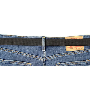 Canvas Web Belt Military Style with Antique Brass Buckle and Tip 50" Long (Black)