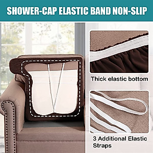 OOCCO Stretch Velvet T Cushion Sofa Slipcovers, Individually Sofa Cushion Covers for Cushion Couch Seat Cushion Covers, Sofa Seat Cushion Covers with Elastic Bands Machine Washable (Brow