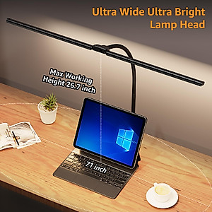 ShineTech Led Desk Lamp for Office Home, Bright Double Head Desk Light with Clamp, Architect Task Lamp 50 Lighting Modes Adjustable Flexible Gooseneck