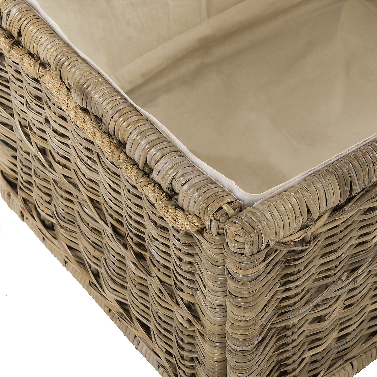 happimess HPM9001C Caden 30" Wicker Storage Trunk, Collapsible for flat storage, Rattan-Kubusoft Gray, Coastal for Office, Dorm Room-LivingRoom, Bedroom, Dining Room, Natural