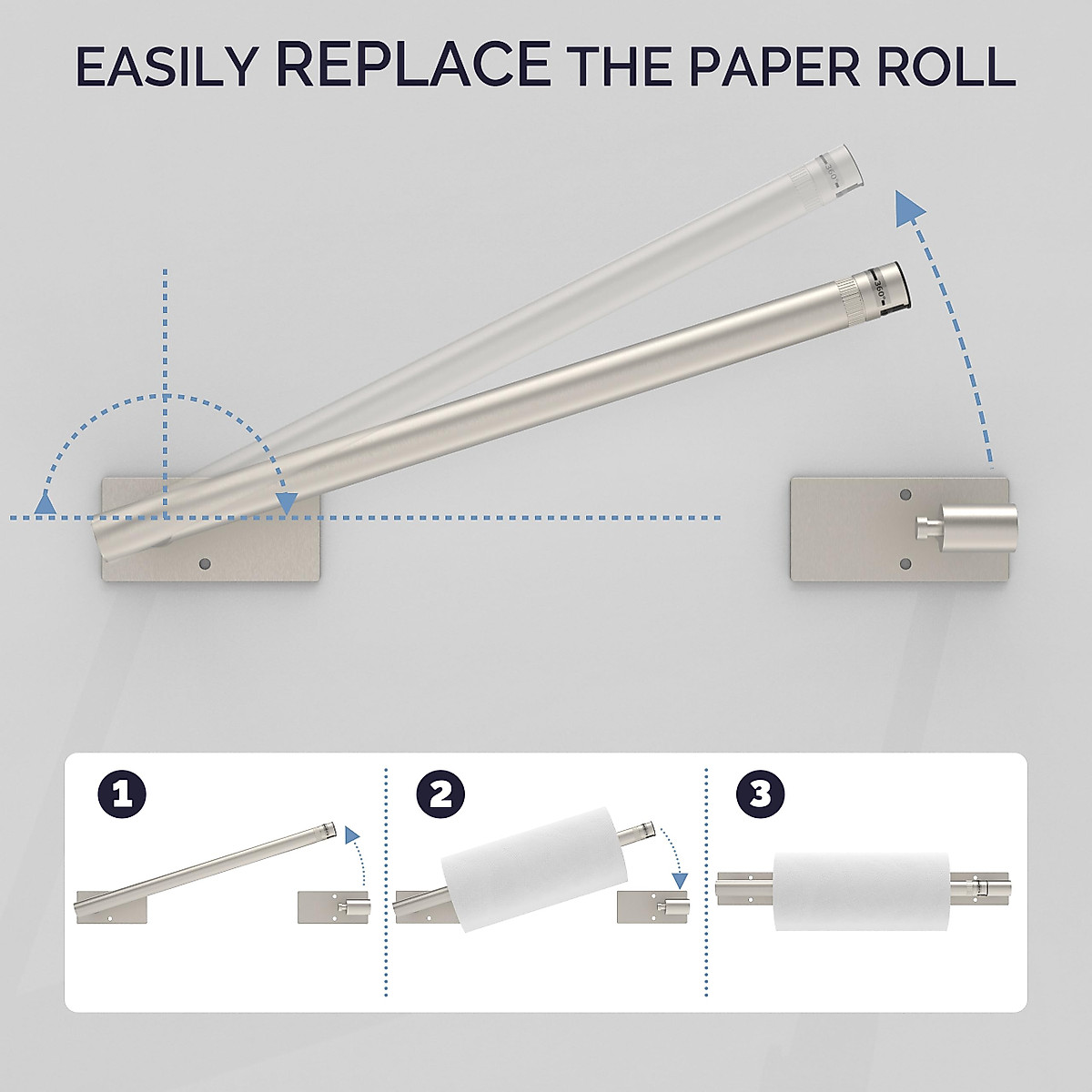 WZKALY Paper Towel Holder Under Cabinet, Adhesive Paper Towel Holder Self-Adhesive or Wall Mounted SUS304 Stainless Steel for Kitchen Bathroom Farmhouse Barbecue Laundry (Sliver)