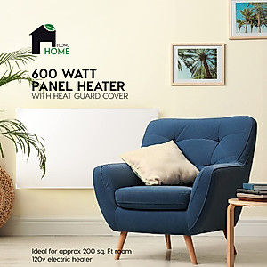 EconoHome Wall Mount Space Heater Panel with Thermostat - 600 Watt Convection Heater with Heat Guard - Ideal for 200 Sqft Room - 120V Electric Heater - Save On Heating Costs - Updated Model