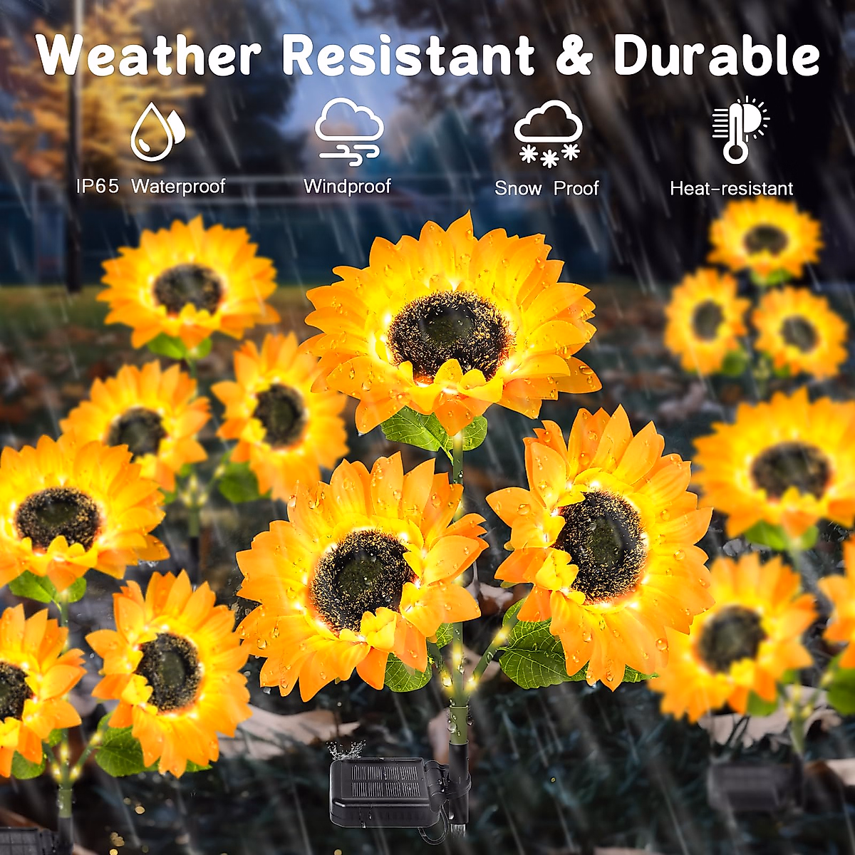BesLowe 3 Packs 9 Sunflowers Solar Lights Outdoor Waterproof, Solar Garden Lights Garden Decor, Solar-Powered Flower Light Decorative for Patio Yard Flowerbed Backyard Decorations
