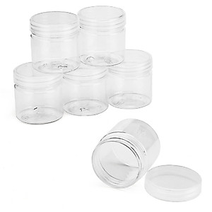 MUKLEI 70 PCS 2oz Clear Plastic Bead Containers, Round Bead Containers with Lids, Mini Sample Container for Lotions, Beads, Candies, Spice