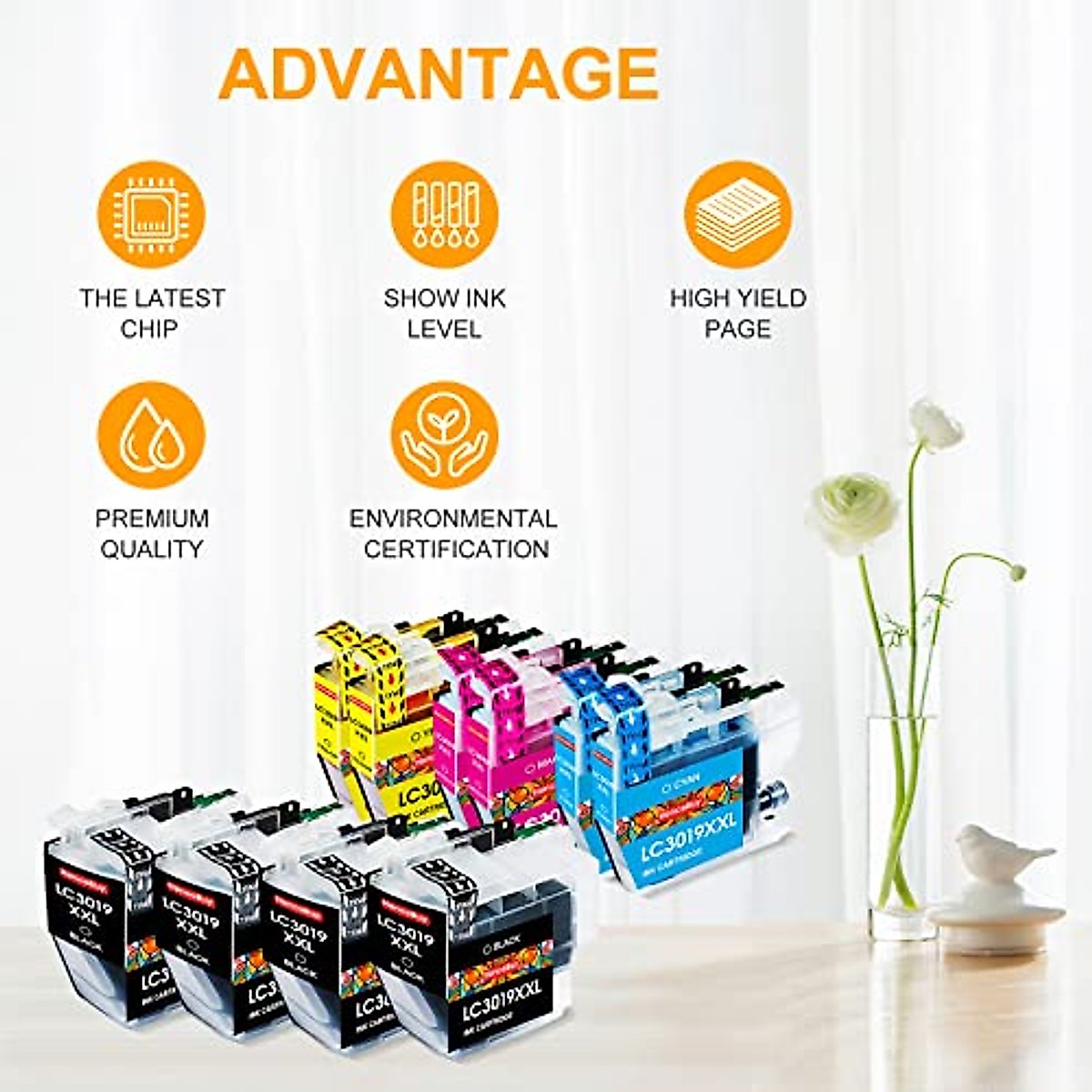 HenceBuy Compatible LC3019 XXL Ink Cartridge Replacement for Brother LC3019XXL Use with Brother MFC-J5330DW MFC-J5335DW MFC-J6530DW MFC-J6930DW MFC-J6730DW Printer ( 4Black,2Cyan,2Yellow,2Magenta )
