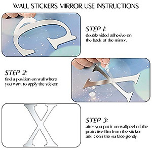 27 Pieces Alphabet Mirror Decal Name Sticker Art Silver Acrylic 26 Letters Wall Decals with & Symbol Decorative Mirror Wall Stickers for Wedding Children Baby Girls Birthday Party Bedroom