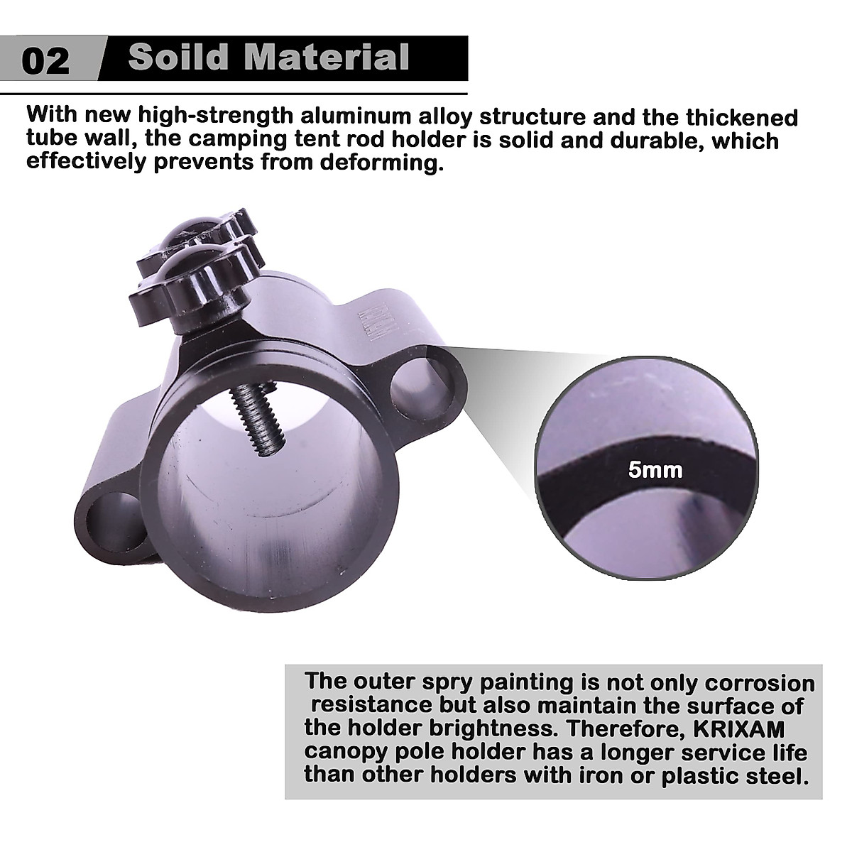 KRIXAM Durable Camping Tent Rod Holders (2Pcs), Reinforced Windproof Awning Rod Holder，Portable Tent Fixed Tube Pole Stand for Camping Fishing Barbecue