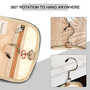 COOSKY Hanging Travel Toiletry Bag for Women and Men, 6 Organizer Compartments, Extra Large Toiletries Bag, Bathroom Cosmetic Bag, Water-resistant Makeup Bag, Holds Full-Size Shampoo, Grey