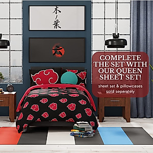 Franco Naruto Anime Akatsuki Pattern Bedding Soft Microfiber Comforter, Twin, (Official Naruto Product)
