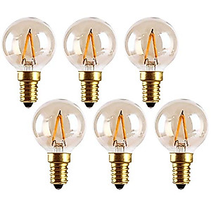 E14 Vintage Edison LED Light Bulbs 1W Non-Dimmable, European Base Warm White 2200K 10 Watt Replacement G40 Equivalent Filament Mini Globe Bulb for Decorative Lamp, Amber Glow, 110V (6 Pack)