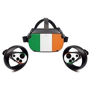 MightySkins Carbon Fiber Skin for Oculus Quest - Irish Flag | Protective, Durable Textured Carbon Fiber Finish | Easy to Apply, Remove, and Change Styles | Made in The USA
