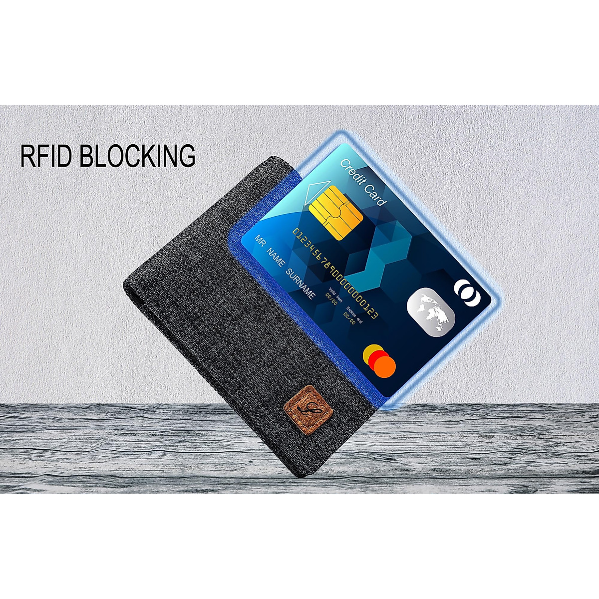 Lanyani Wallets For Boys Men Kids Teens Teenager Fabric RFID Blocking Bifold Wallet Small Thin (Crosshatch Black)