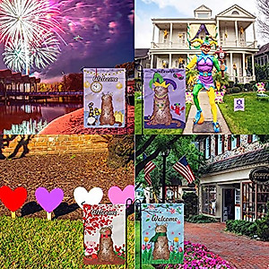 Seasonal Garden Flag Set of 12 for All Season Burlap Verticle Cat Flag 12x18 Inch Hanging Decoration Outside Yard for Holidays ThanksGiving/Christmas/New Year