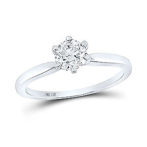 TheDiamond Deal 14kt White Gold Womens Round Diamond Solitaire Bridal Wedding Engagement Ring 3/4 Cttw