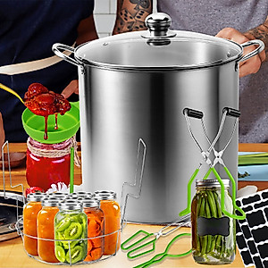 Canning Pot Water Bath Canner 20quart Stock Pot, Stainless Steel Canning Supplies Starter Kit Canner Tools Beginners Canning Kits Accessories with Rack, Tongs, Jar Lifter, Full Canning Set