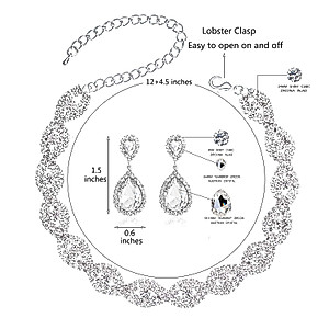 3 Pack Bridal Rhinestone Crystal Statement Choker Necklace Link Bracelet and Teardrop Dangle Earrings Jewelry Set
