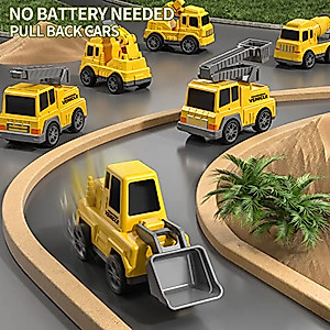 TEMI Construction Truck Toys Cars for Toddlers 3-5 - 7-in-1 Friction Power Vehicle Toy for 3 4 5 6 Year Old Boys, Carrier Transport Trucks for Kids 3-5 Years, Car Toys Set for Age 3-9 Boys & Girls