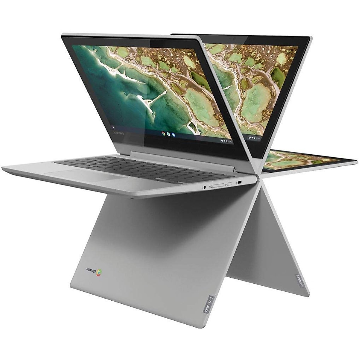 Lenovo Chromebook Flex 3 2 in 1, 11.6" HD (1366 x 768) Touch Screen, MT8173C, 4GB LPDDR3, 32GB eMMC, PowerVR GX6250, Chrome OS, 82HG0000US, Grey, with Kwalicable Accessory Bundle (Renewed)